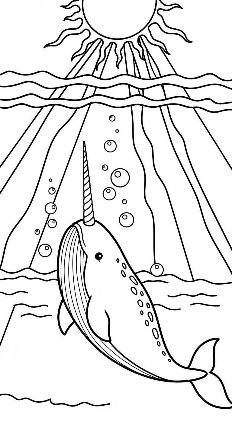 36 Coloriage Narval à imprimer - Animal marin pour enfants