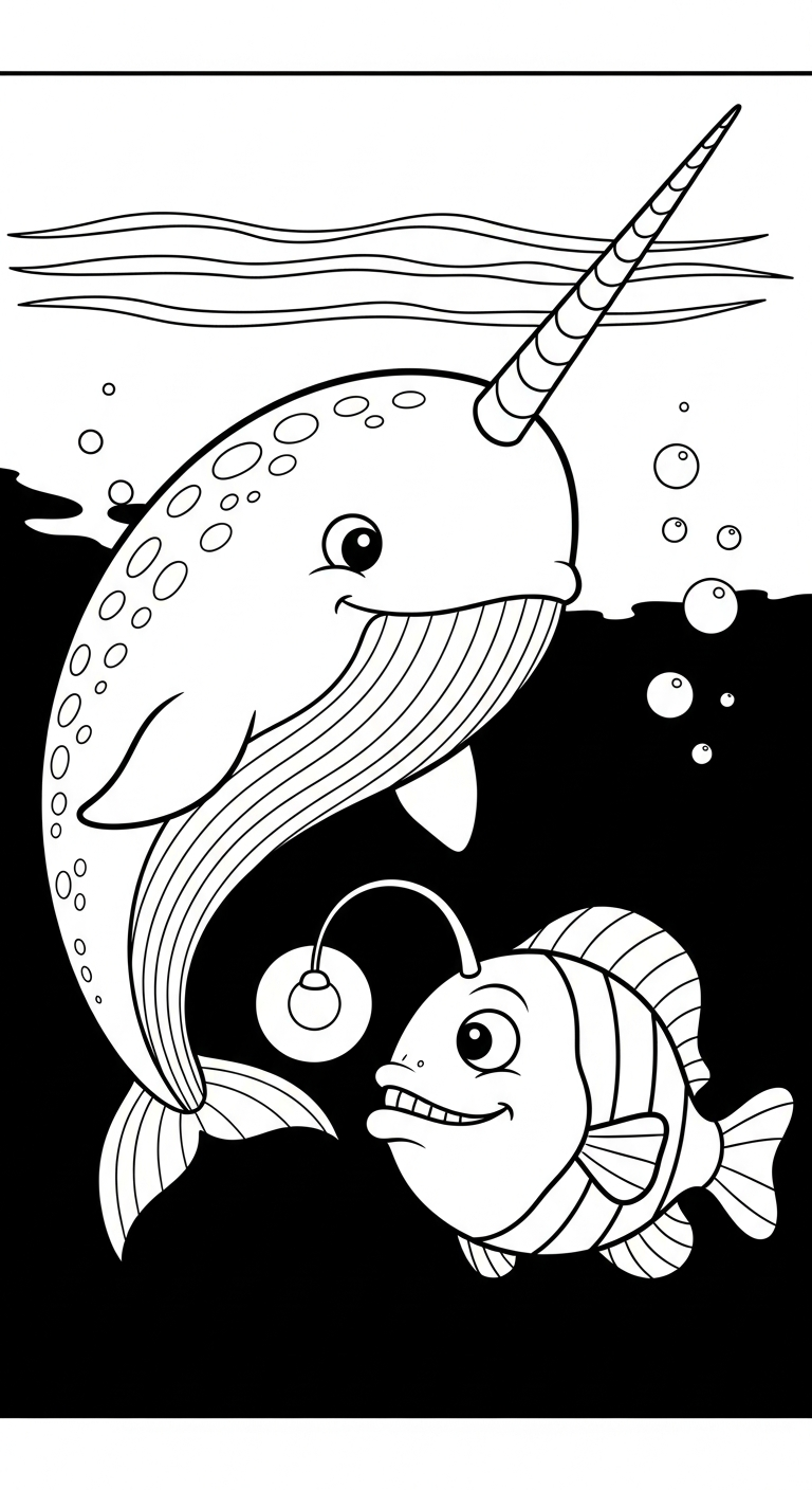 36 Coloriage Narval à imprimer - Animal marin pour enfants